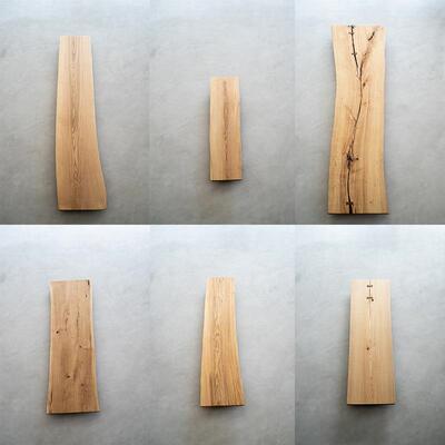 白克木松木自然边整板碳蜡化餐桌亚木力茶桌双拼直边桌EBN面白蜡