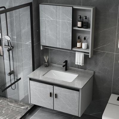 池陶瓷脸盆一体台岩太板洗漱加386厚铝空组合小户型浴柜卫生室间