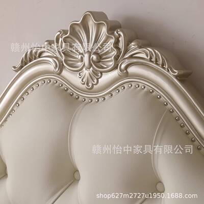美式轻奢床2272#实木床现代奶简约双人主卧法式古复油风公主床欧