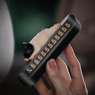 酣睡小猪汽临时停车号车码292牌电车载挪话车牌创意车内装饰用品