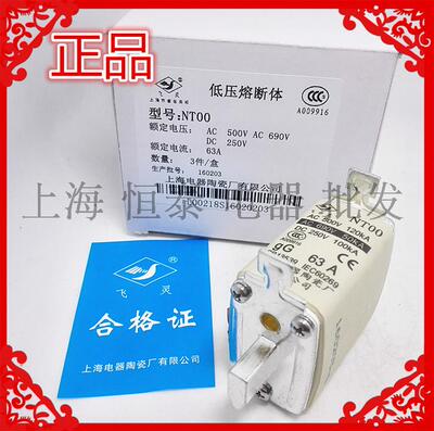 原装飞灵熔断器 NT00-gG63A保险熔芯AC500V690V80A100A电器陶瓷厂