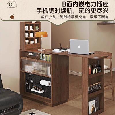 高伸缩移动一体吧端台桌子小户型客厅功QEF能边几酒桌餐边柜隔多