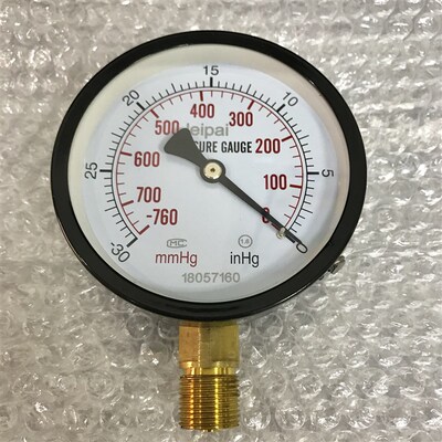 真空表 负压表 -760mmhg-0 -30inhg-0 直径100mm 螺纹M20*1.5