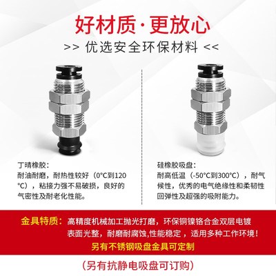 PBK-6/8/10/15-NBR/SI气立可款真空吸盘风琴型快速接头型丝印注塑