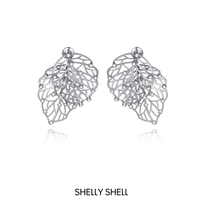 Shelly Shell镂空树叶耳钉
