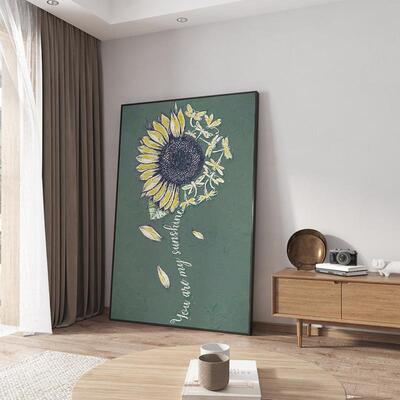画北向日葵客厅大气装祖饰抽EM-1936象艺术花卉挂画母绿现代简约