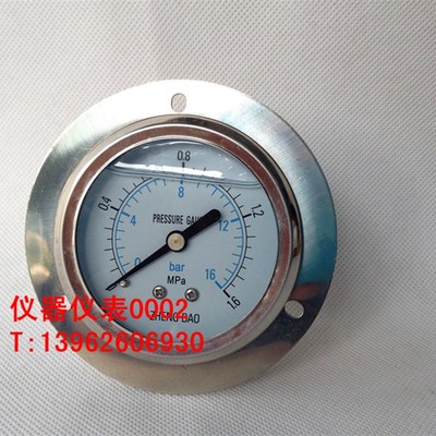 YN60ZT  1.6Mpa  轴向带边耐震压力表 面板压力表  耐震压力表