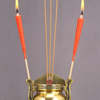 铜挂墙挂炉壁炉香炉带烛台门口土地公门神插蜡烛纯家用挂壁式香插