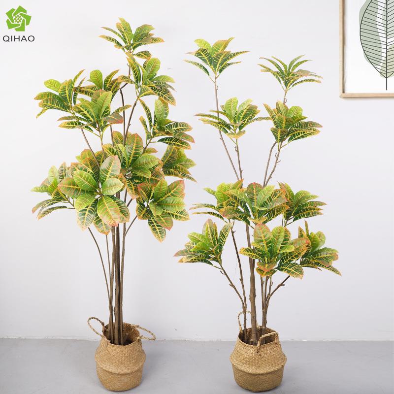 大型仿真植物变色木 手感叶酒店装饰盆景摆件 仿真绿植洒金榕造景