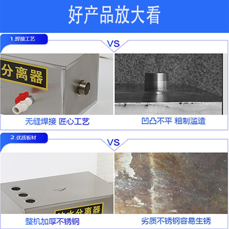 不锈钢隔油池滤油地埋式厨房地沟污水隔离商用餐饮三级油水分离器
