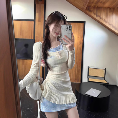 Jody纯欲风挂脖连衣裙女