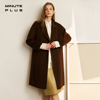 MinutePlus西装领长款毛呢大衣