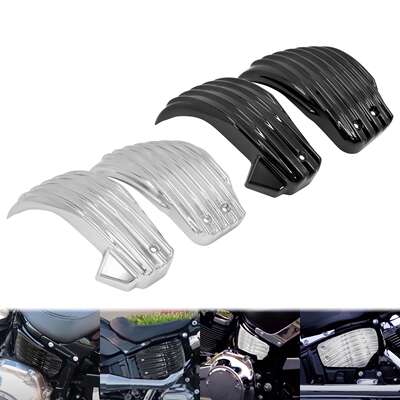 适用哈雷标准街霸路威ST改装侧边电池盖 条纹电瓶盖18-25年