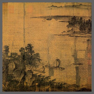 宋 李唐 江山小景图 宋元山水画 高清微喷复刻 临摹居家客厅挂画