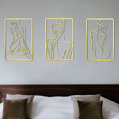 Abstract Female Minimalism金属墙装饰艺术金色女性现代墙饰挂画