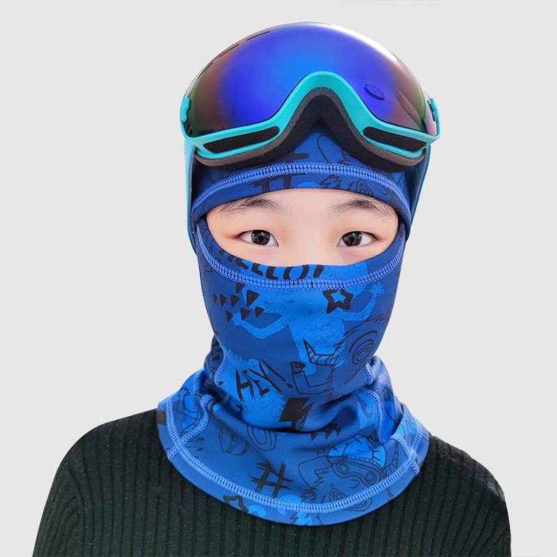 儿童滑雪护脸套头帽成人男女户外骑行防风保暖面罩卡通可爱头套
