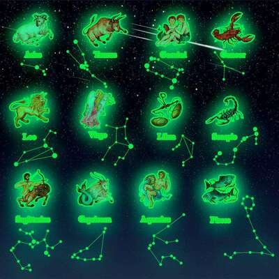 YGP011+3638+3626亚马逊夜光十二星座跨境儿童房家居装饰墙贴