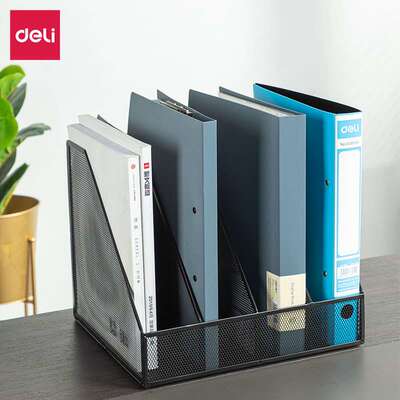 78986四栏文件框桌面金属文件架收纳盒铁网文件格书架资料架