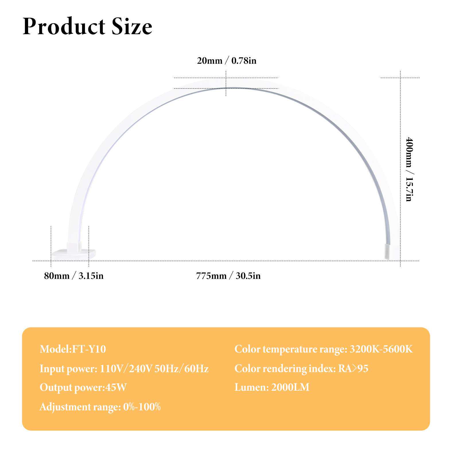 Large Half Moon Light for Nail Desk,,Makeup Desk lamp