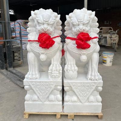石雕汉白玉狮子一对居家庭院看门青石狮子大门口户外动物装饰摆件