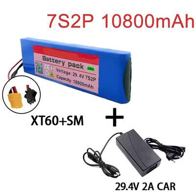 18650 7S2P 10800mAh锂离子电池29.4V 10.8AhBMS带充电器10800mAh