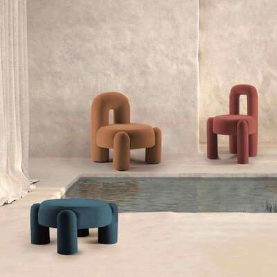 简艺Marlon Chair布艺圆柱形沙发凳家用客厅休闲椅小户型异型餐椅