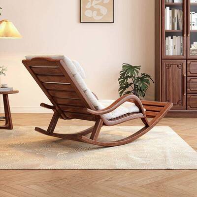 新式实ZNE木摇椅黑胡桃木懒人发椅家椅用中午休躺椅摇摇阳台沙休