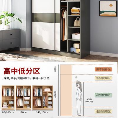 拉门衣柜家用卧室出租房经ECX实济型易柜子结实推耐用简木质儿童