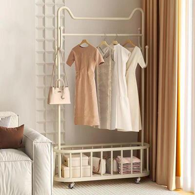 衣架移落地卧挂衣架简易衣红帽架可动室带UOR轮家用客厅网阳台