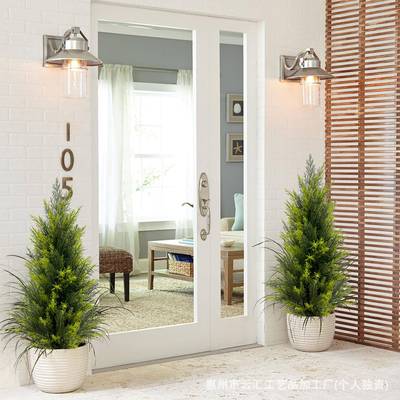 B松柏地云汇跨境马逊圣诞松柏地亚插树外草户坪庭院家居装绿饰仿