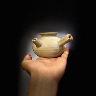 古器物明代时期 青白瓷侧把急需泡茶公道壶 中式煎茶道摆放把玩件