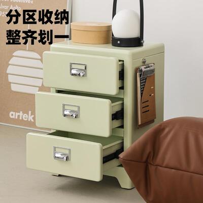复古皮卧室床头柜i纳ns金属抽屉件收柜65310文中古网红铁家用二三