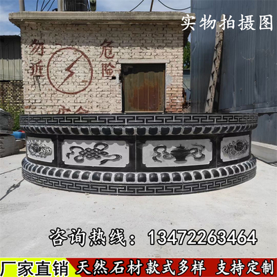 墓碑坟圈围石坟包圆形土坟基石农村土葬墓地大理石花岗岩浮雕定做