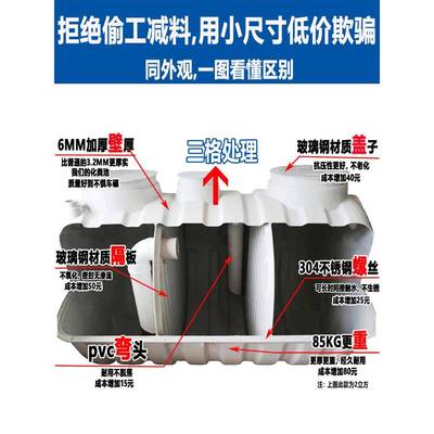 璃钢家用加厚化粪池新VHO农村厕所改粪造三格式隔池池油送货玻乡