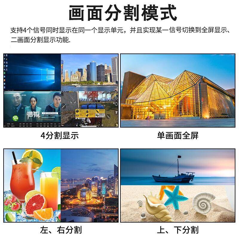 联(T同ECLINK)四画面视频分割器腾4进1出dm795hi分屏步器4K电脑