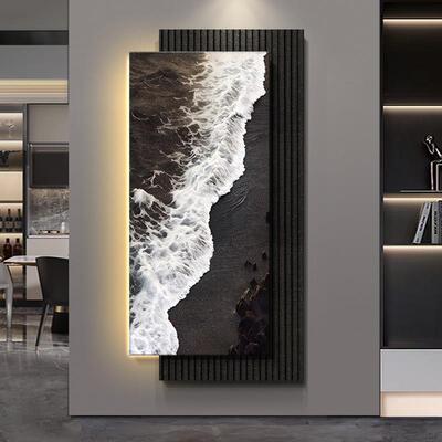 黑约白灰砂岩玄装饰画高档现代头简SY856730走廊过道挂画关入户尽