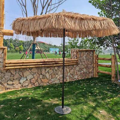 户外稻草伞营茅草伞农乐庭院家遮伞网BHB红地阳伞仿真稻草伞太阳