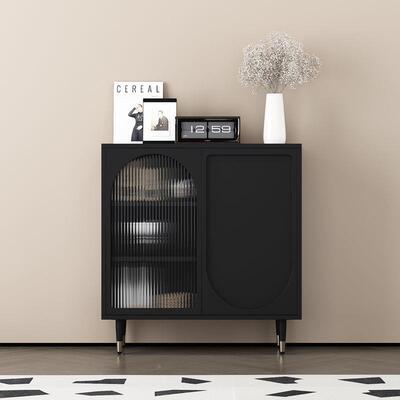 法玄式黑色复JHM古餐边柜关靠墙餐碗柜酒柜茶水柜柜一体厅厨房收