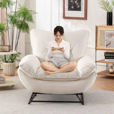 奶油风单人沙椅现代简客厅休椅闲设804计发师轻约奢阳台可躺懒人沙发