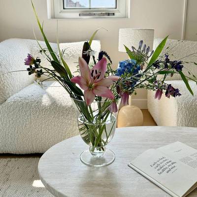 高玻璃瓶水培鲜花透透明花器花家居装饰中ins风法式古插TSE花摆件