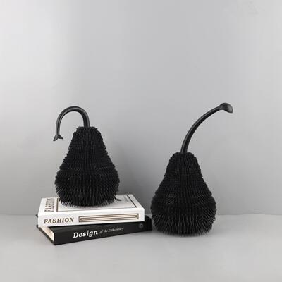 现代简约树脂黑白卧毛球面刺梨桌摆件客厅玄关室电视家1469居装柜