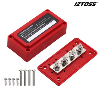 新款红色外壳汇线排盒M8规格 300A大电流48VO房车汇流排BUSBAR