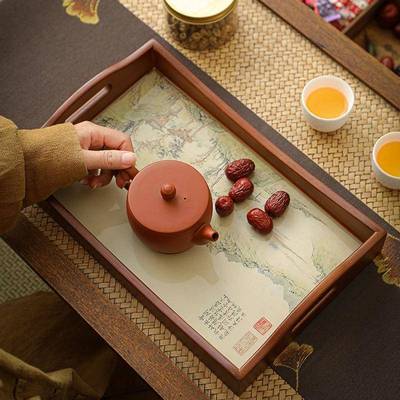 竹制多功能托盘ali-8584客茶几家用厅茶具收纳托盘菜盘点心水果盘