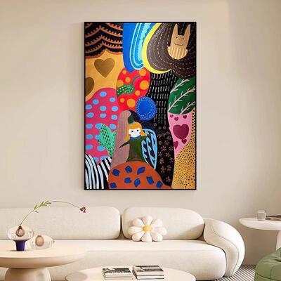 清北欧纯卡通喷绘抽象艺高术装饰画现轻奢客厅玄关走廊酒店民宿代