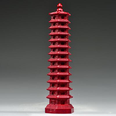 红色木雕三层文昌塔玄摆件房实木13层文昌塔十客厅关书装LDS01090