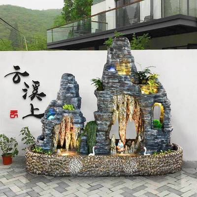 水双面景墅观大型假山流台喷泉钟乳石摆件别花园庭院户外阳FCG鱼
