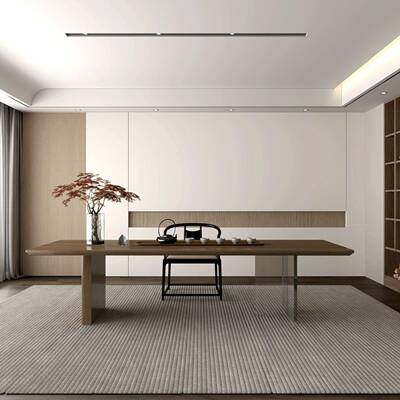 桌亚克悬浮力茶桌室现代SIU简约办公原木大板桌洽谈实木泡茶桌椅