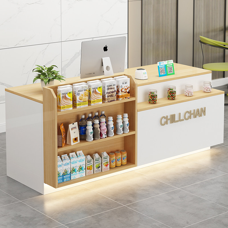 吧台店铺小型柜台超市收银台便利店柜台桌展示架奶茶店前台接待台