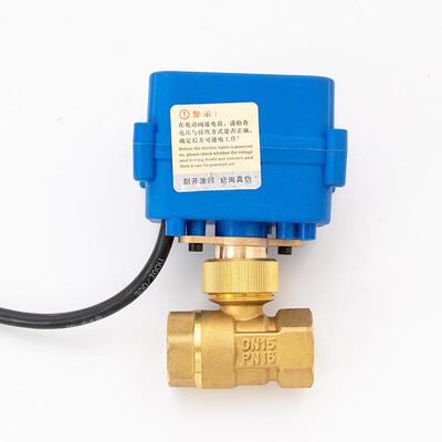 微铜电动球阀DN154分CGP5V/12V/24V/220V黄二型通外丝常闭常开