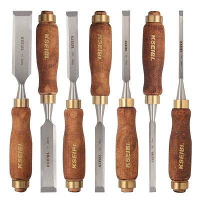 KS-31218多木规格木柄工凿子套装高钢扁平凿手工雕刻开槽锰工具